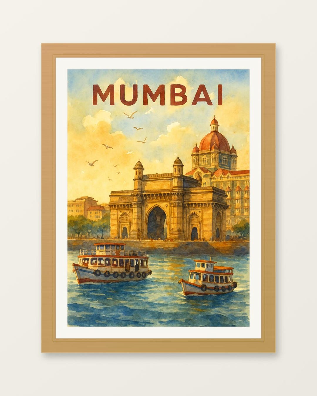 Mumbai India Watercolor Poster: Travel Wall Art - Etsy