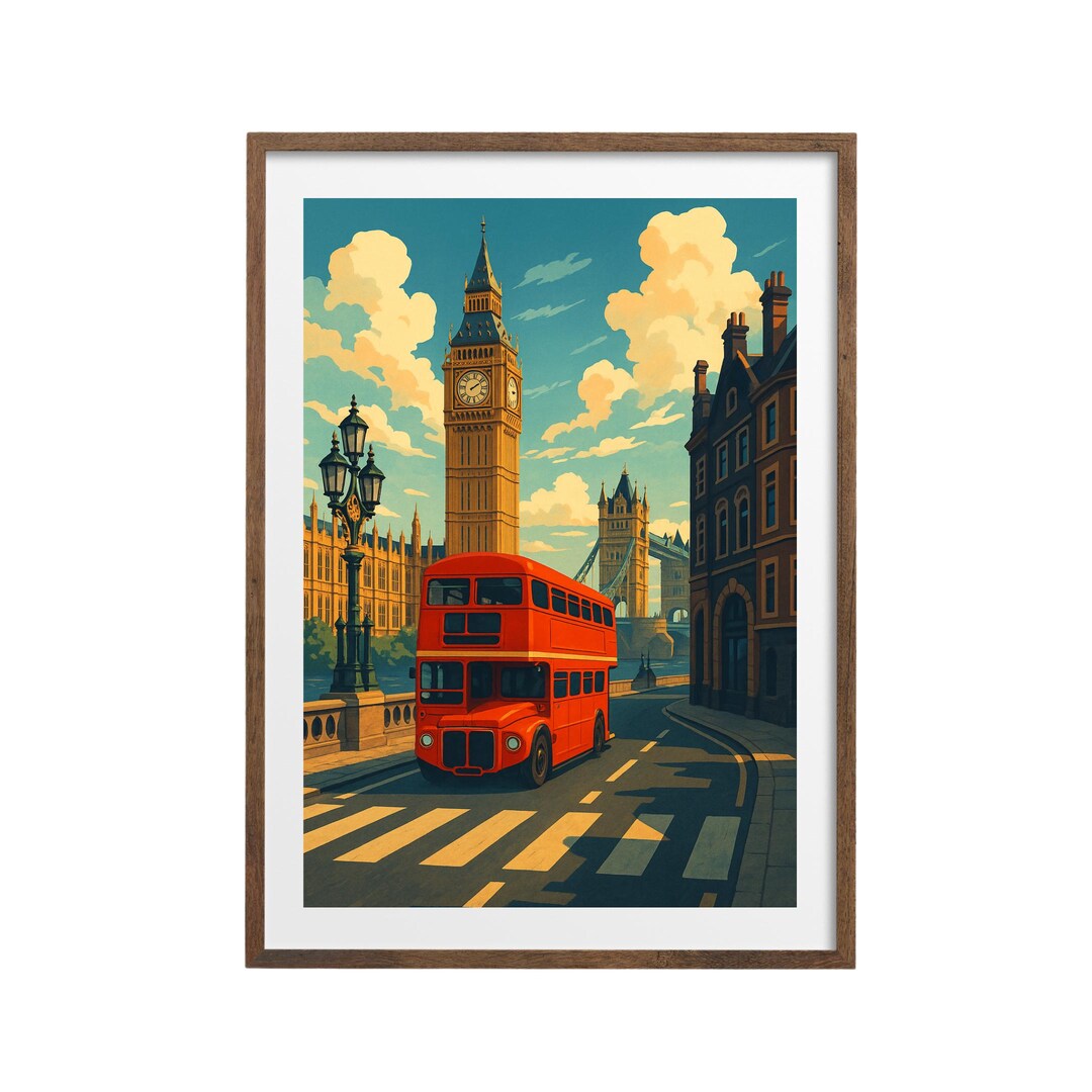 Vintage London City Travel Poster, Landmark Wall Art (digital Download ...