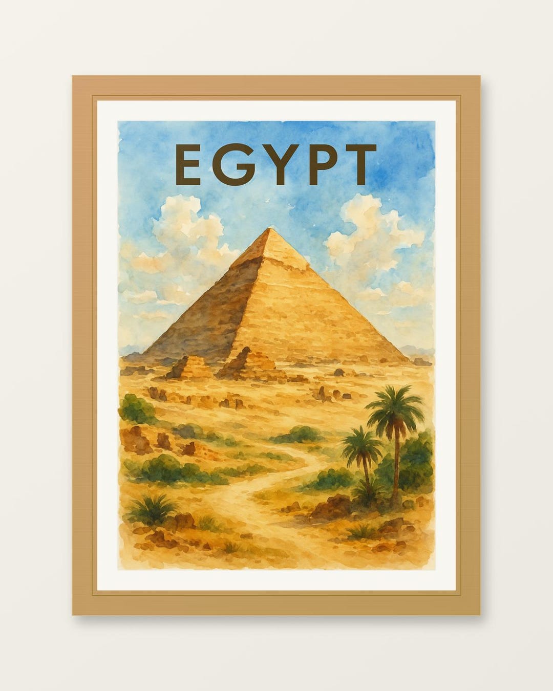 Egypt Pyramids Watercolor Print: Travel Wall Art - Etsy