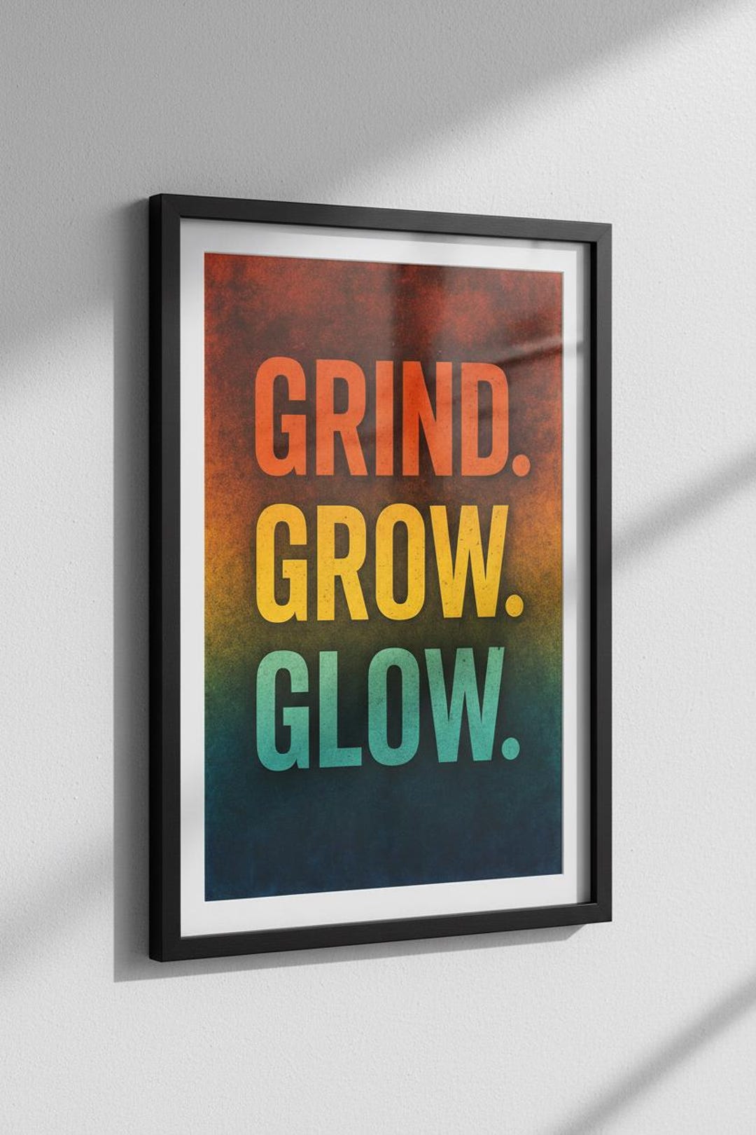 Grind Grow Glow Print | Motivational Office Decor, Vintage Poster ...