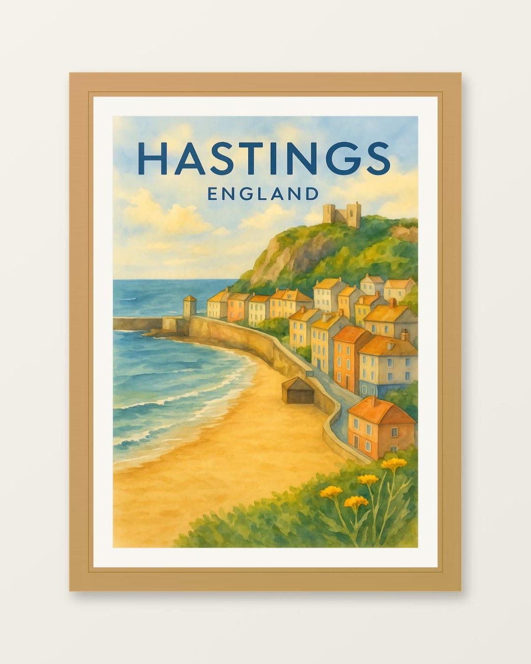 Hastings - East Sussex Poster - Watercolor - Bedroom Art, Office Art ...