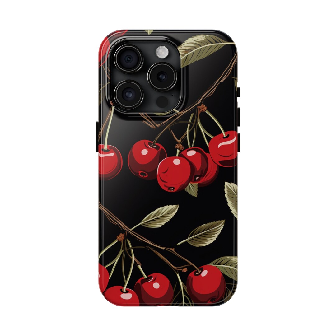 IPhone 15 and Models Red Cherries Design Custom Tough Phone Cases ...