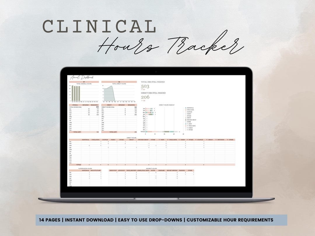 Clinical Hours Tracker | Google Sheets Template for Internship ...