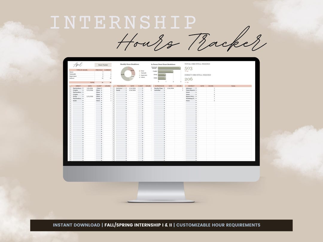 Comprehensive Clinical Internship I/II Hours Tracker | Fall & Spring ...