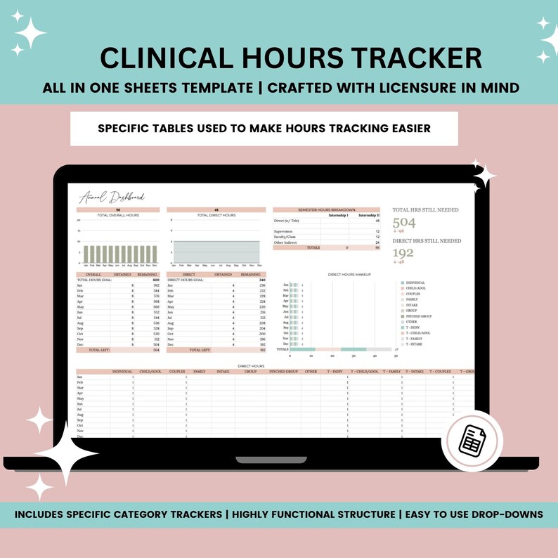 Comprehensive Clinical Summer Fall Internship Hours Tracker | Google ...