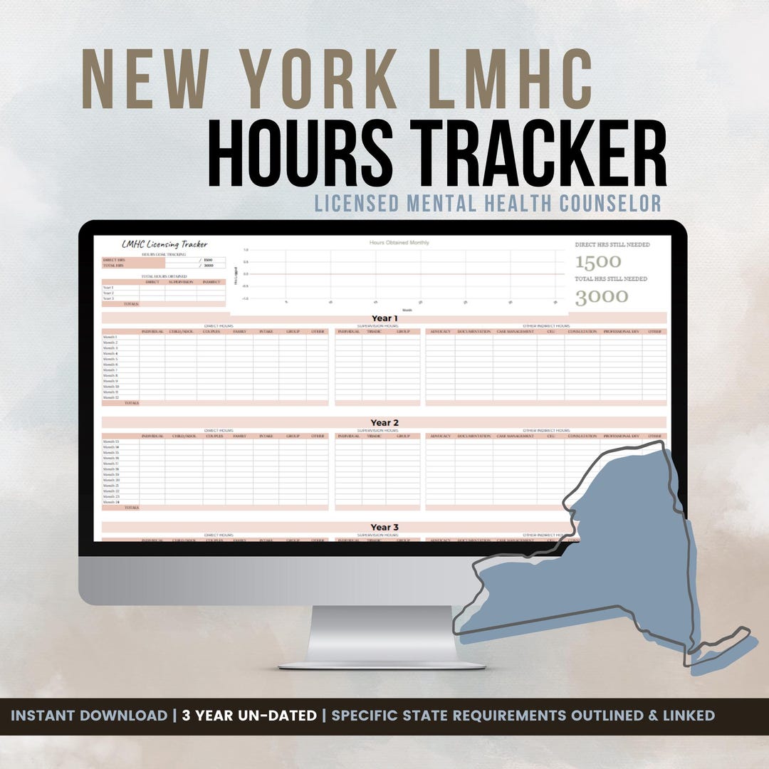 New York LMHC Hours Tracker | 3-year Supervision Log + Client Tracking ...