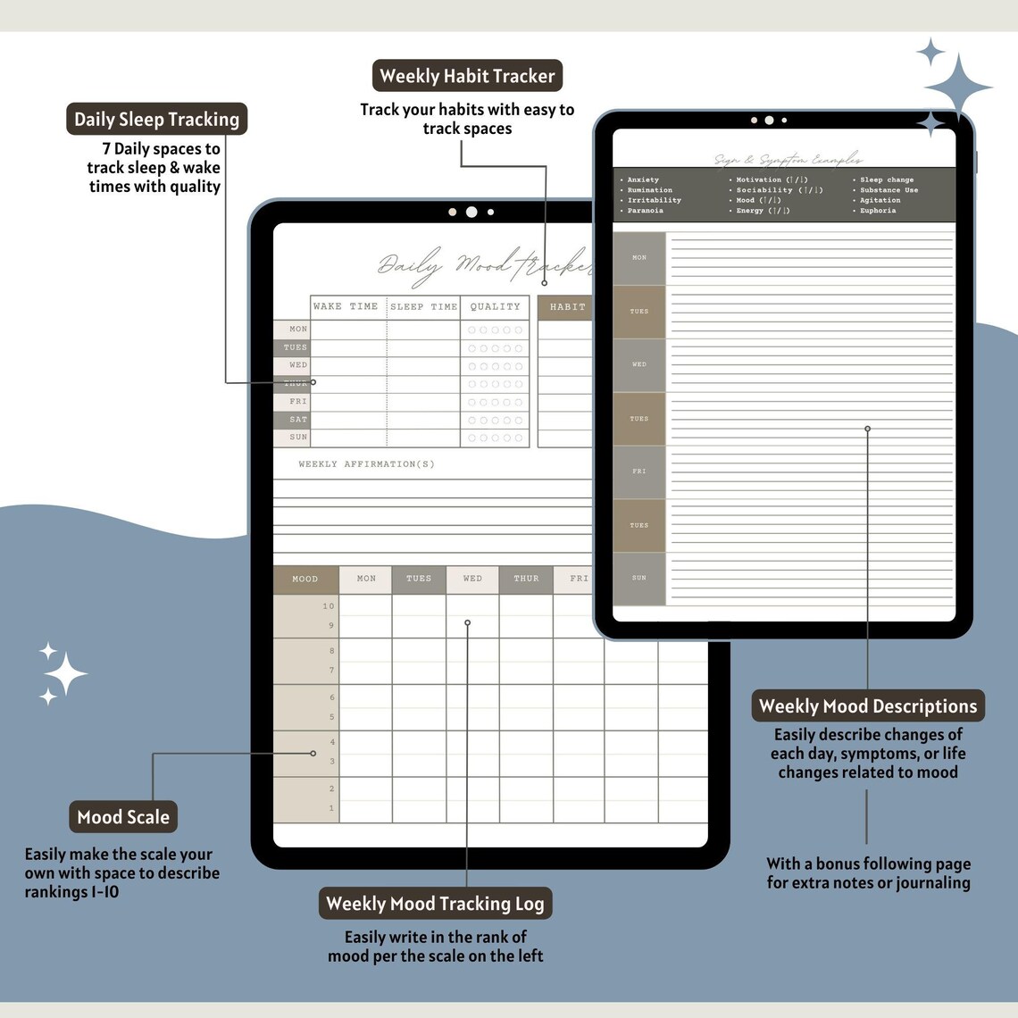 Comprehensive Mood Tracker | Clinician-developed Mental Health Journal ...