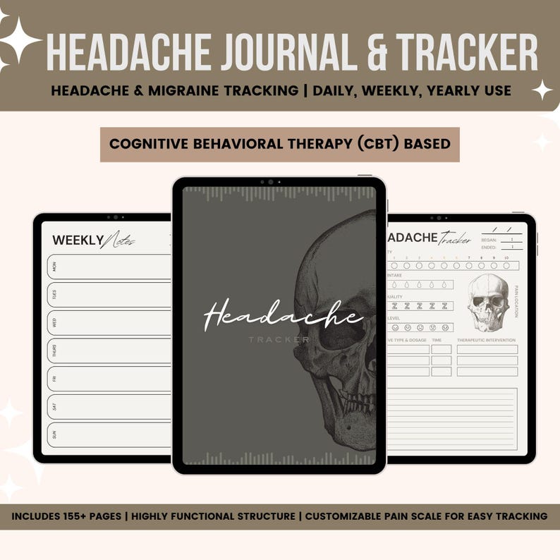 Headache Migraine Tracker Journal | Daily, Weekly, Yearly ...