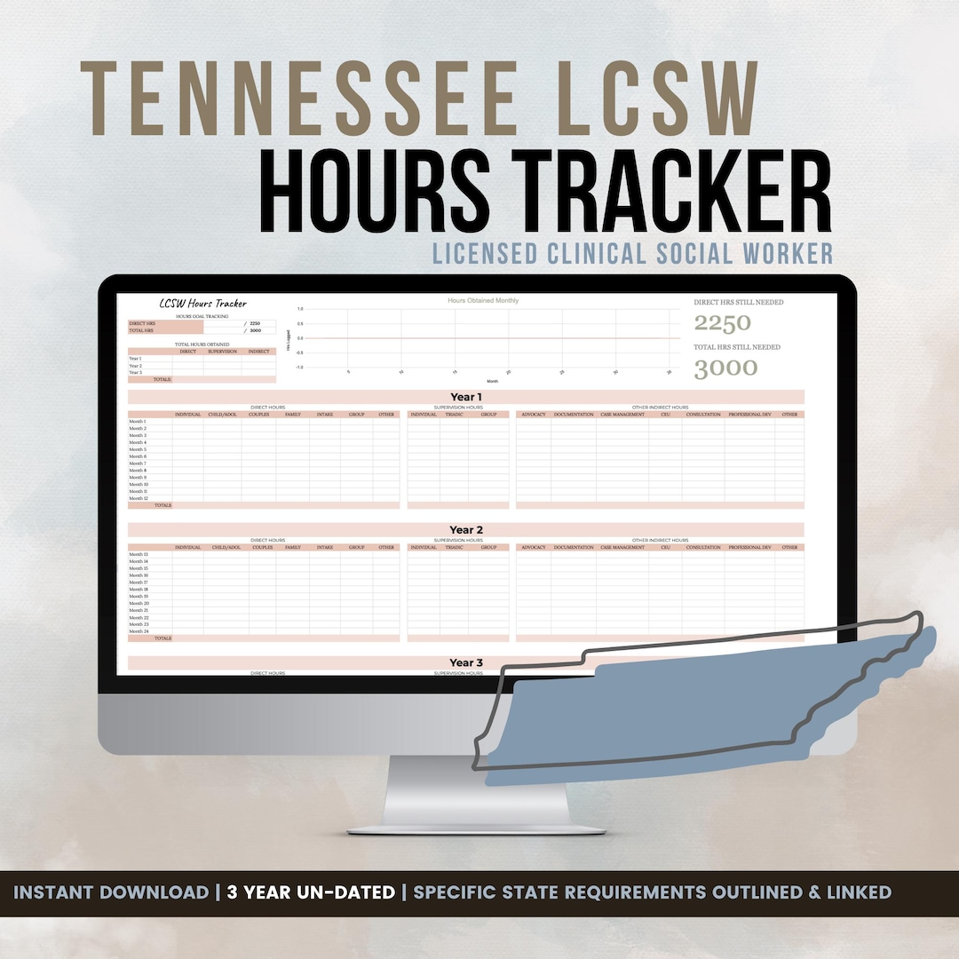 Tennessee LCSW 3-year Undated Hrs Tracker | Customizable Google Sheet ...