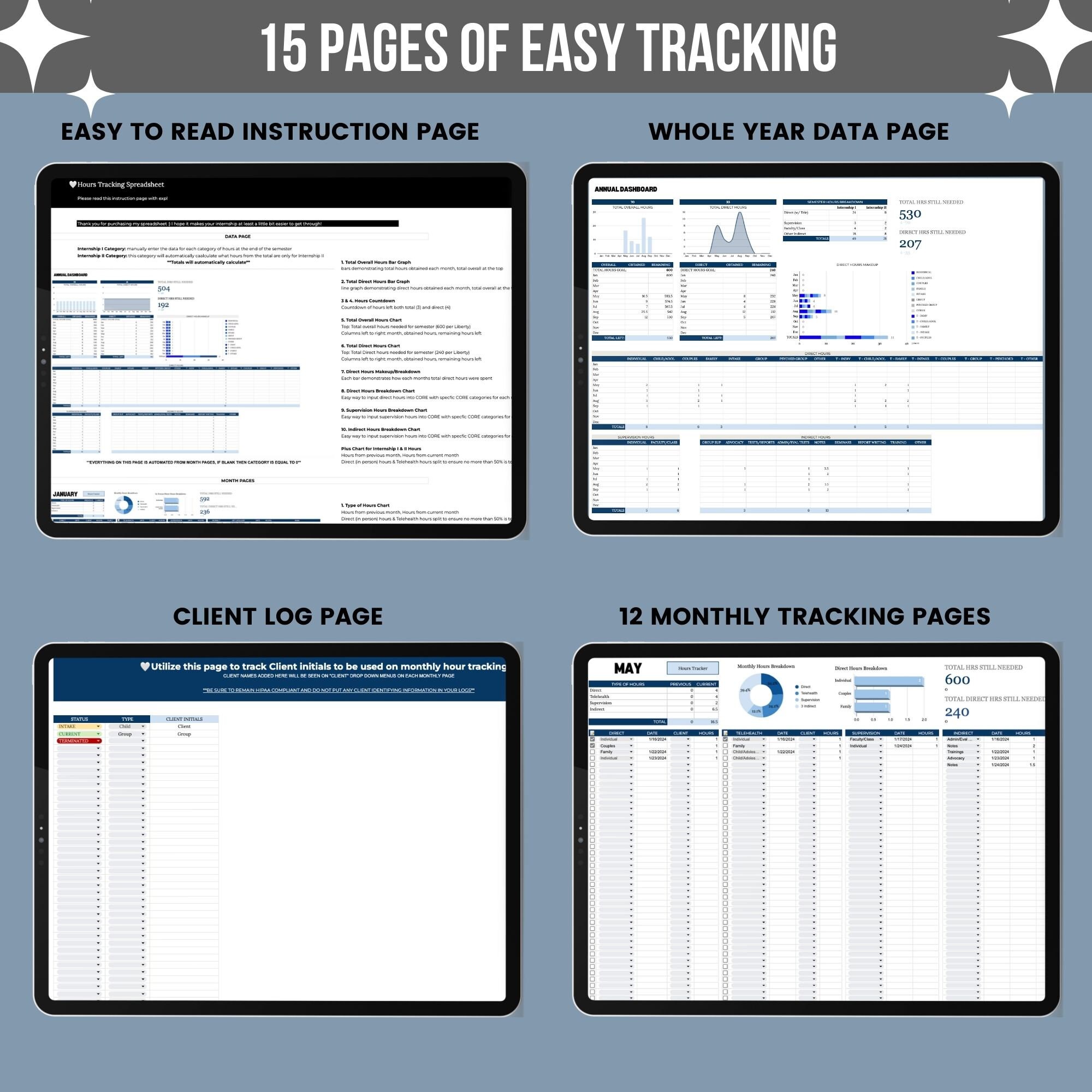 Comprehensive Clinical Internship I/II Hours Tracker | Fall & Spring ...