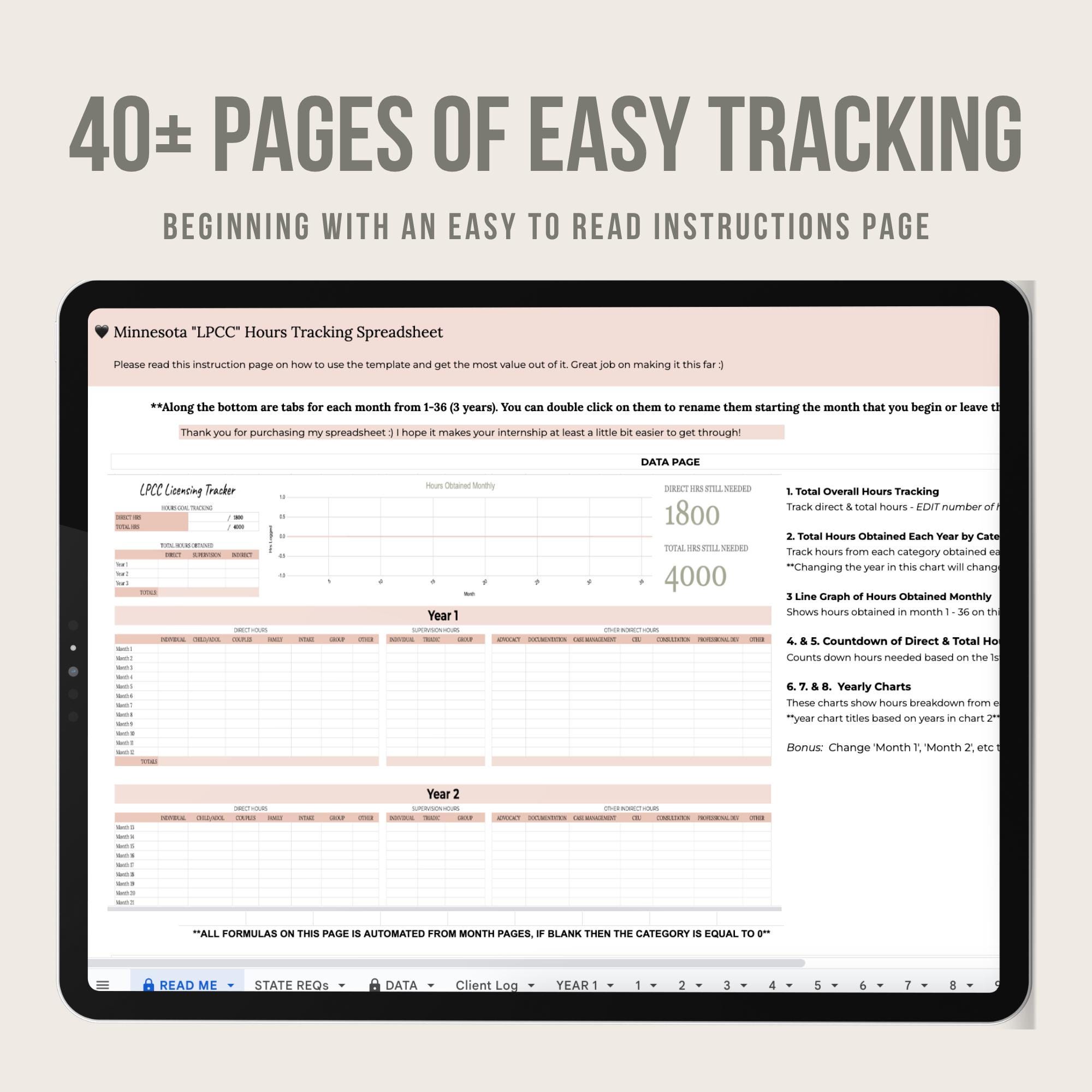 Minnesota LPCC Hours Tracker | 3-year Supervision Log + Client Tracking ...