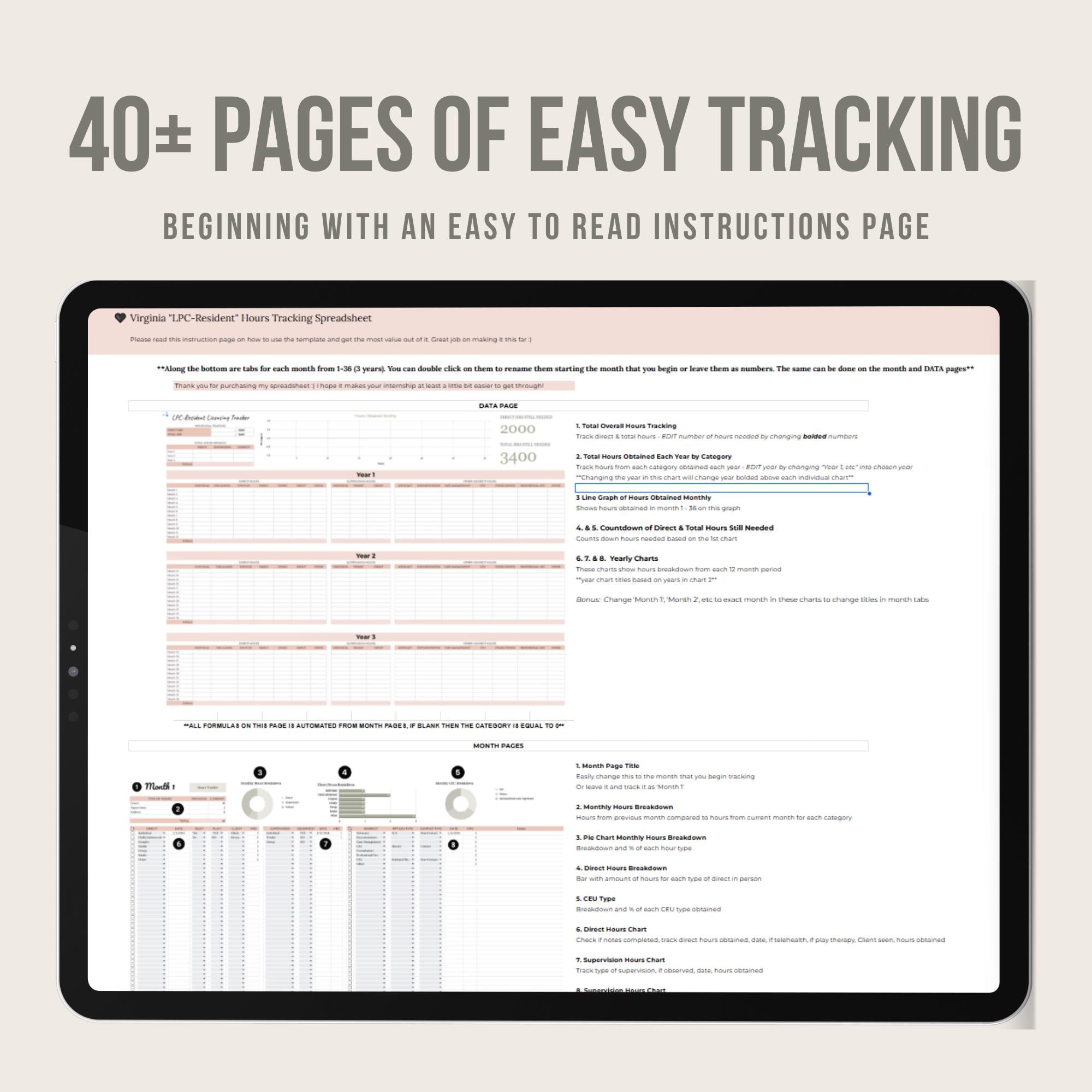 Virginia Lpc-resident Hours Tracker | 3-year Supervision Log + Client ...