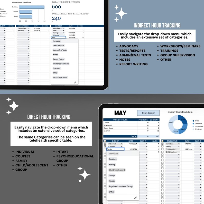 Comprehensive Clinical Spring Summer Internship Hours Tracker | Blue ...