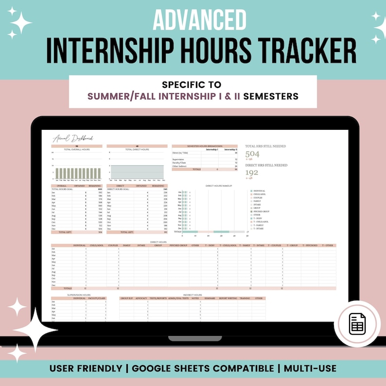 Comprehensive Clinical Summer Fall Internship Hours Tracker Google ...