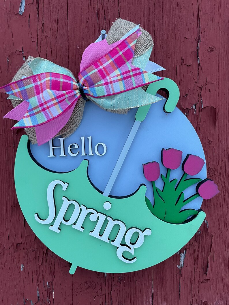 Spring Door Sign & Hanger SVG Digital Art Spring Home Decor Digital ...