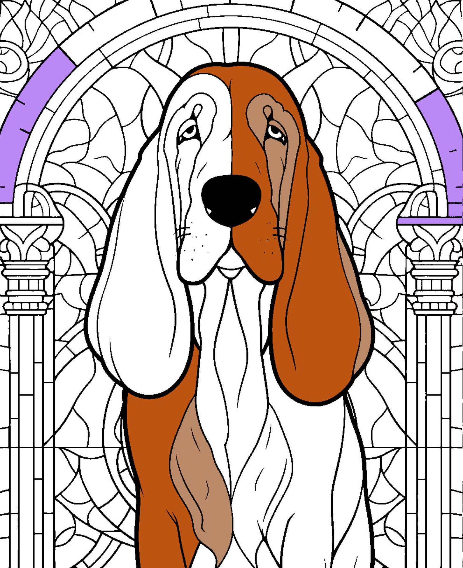 Dogs Stained Glass Window Coloring Page Bundle -150 PAGES- Bulldogs ...
