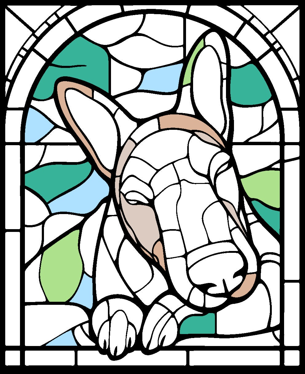 Dogs Stained Glass Window Coloring Page Bundle 150 PAGES Bulldogs ...