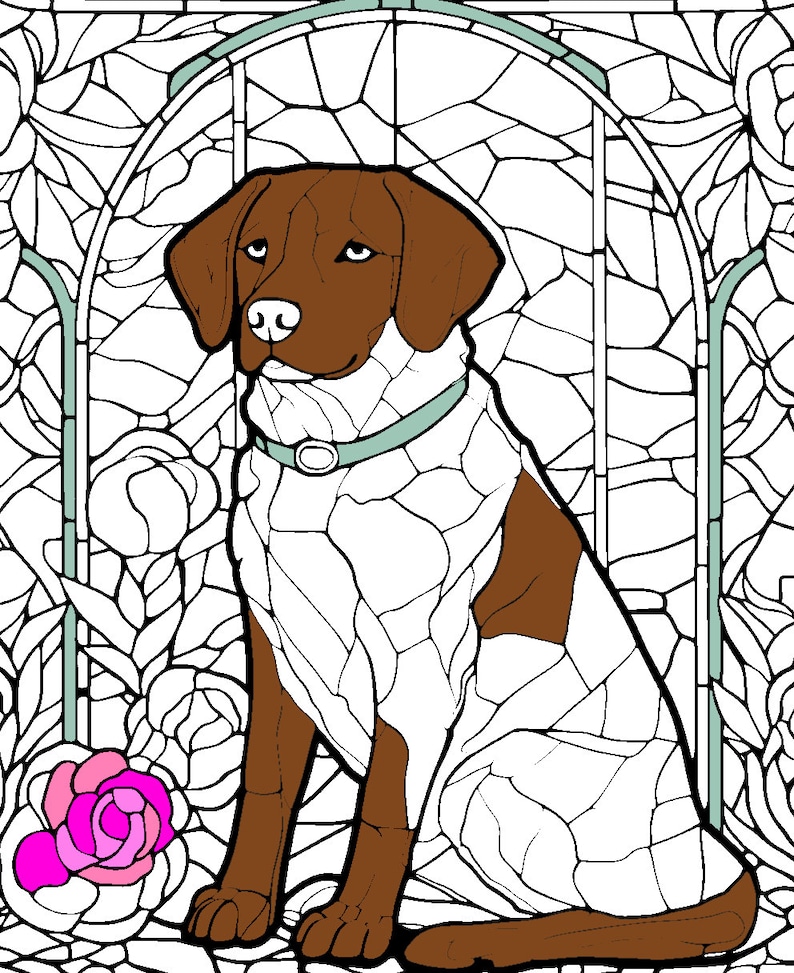 Dogs Stained Glass Window Coloring Page Bundle -150 PAGES- Bulldogs ...