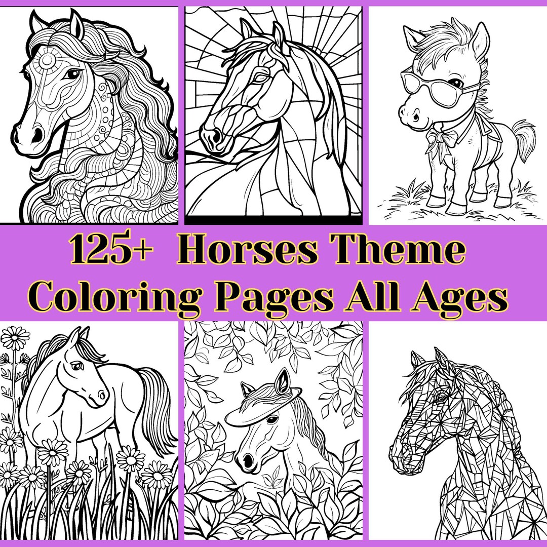 Horses Coloring Pages - 125+ Hand Touched Pages - All Ages - Instant ...