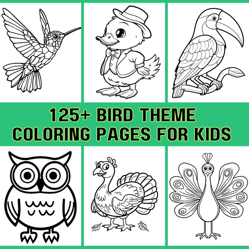 Birds Coloring Pages – 125+ Mosaic & Stained Glass Designs (digital ...