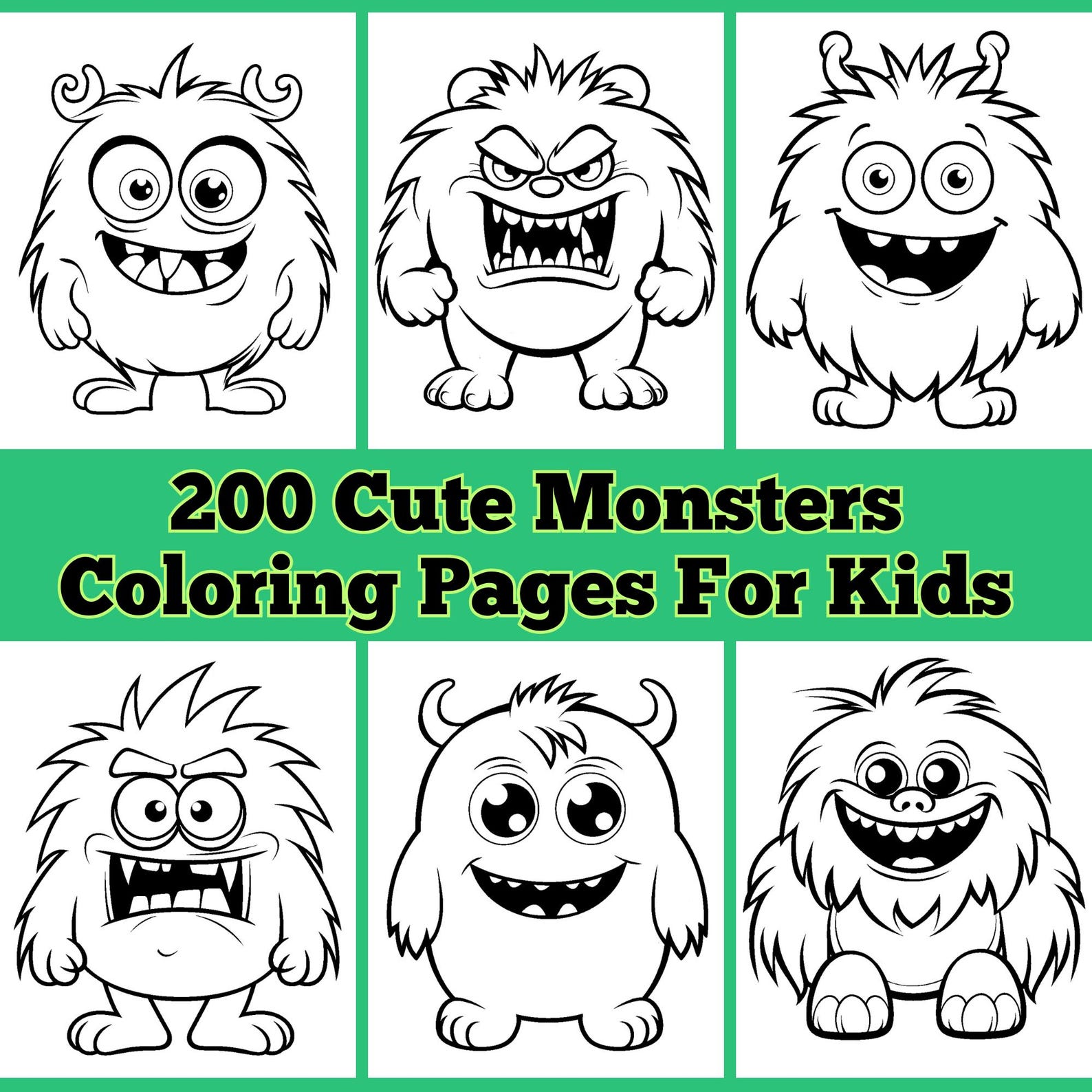 200 Monsters Coloring Pages - Instant Download - Kids/easy Coloring ...