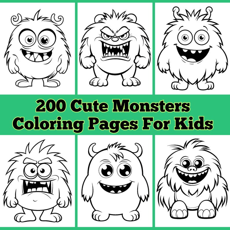 200 Monsters Coloring Pages - Instant Download - Kids/easy Coloring ...
