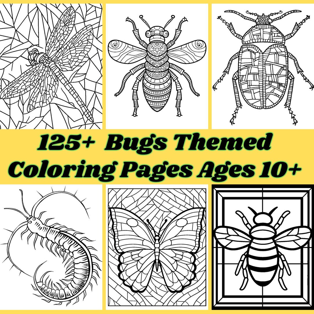 Insects and Bugs Coloring Pages – 125+ Mosaics and Stained Glass (PDF ...