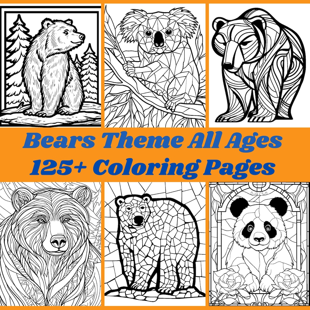 Bears Coloring Pages - 125+ Hand Touched Pages - All Ages - Instant ...