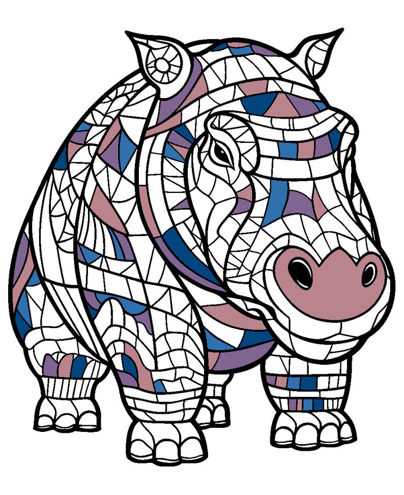 Wild Zoo Animals Coloring Page Bundle 150 PAGES Stained Glass ...