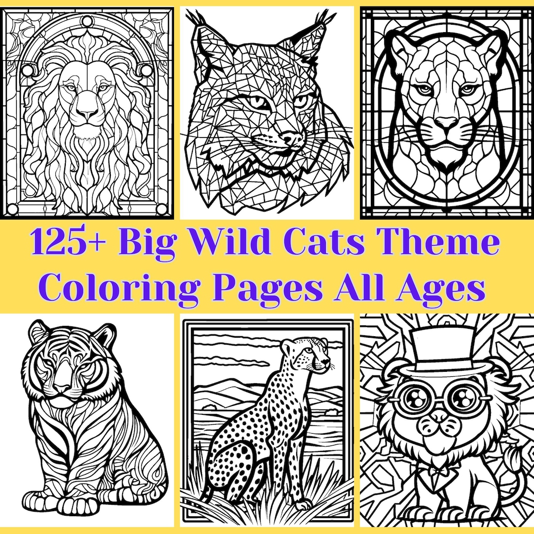 Big Wild Cats Coloring Pages - 125+ Hand Touched Pages - All Age ...
