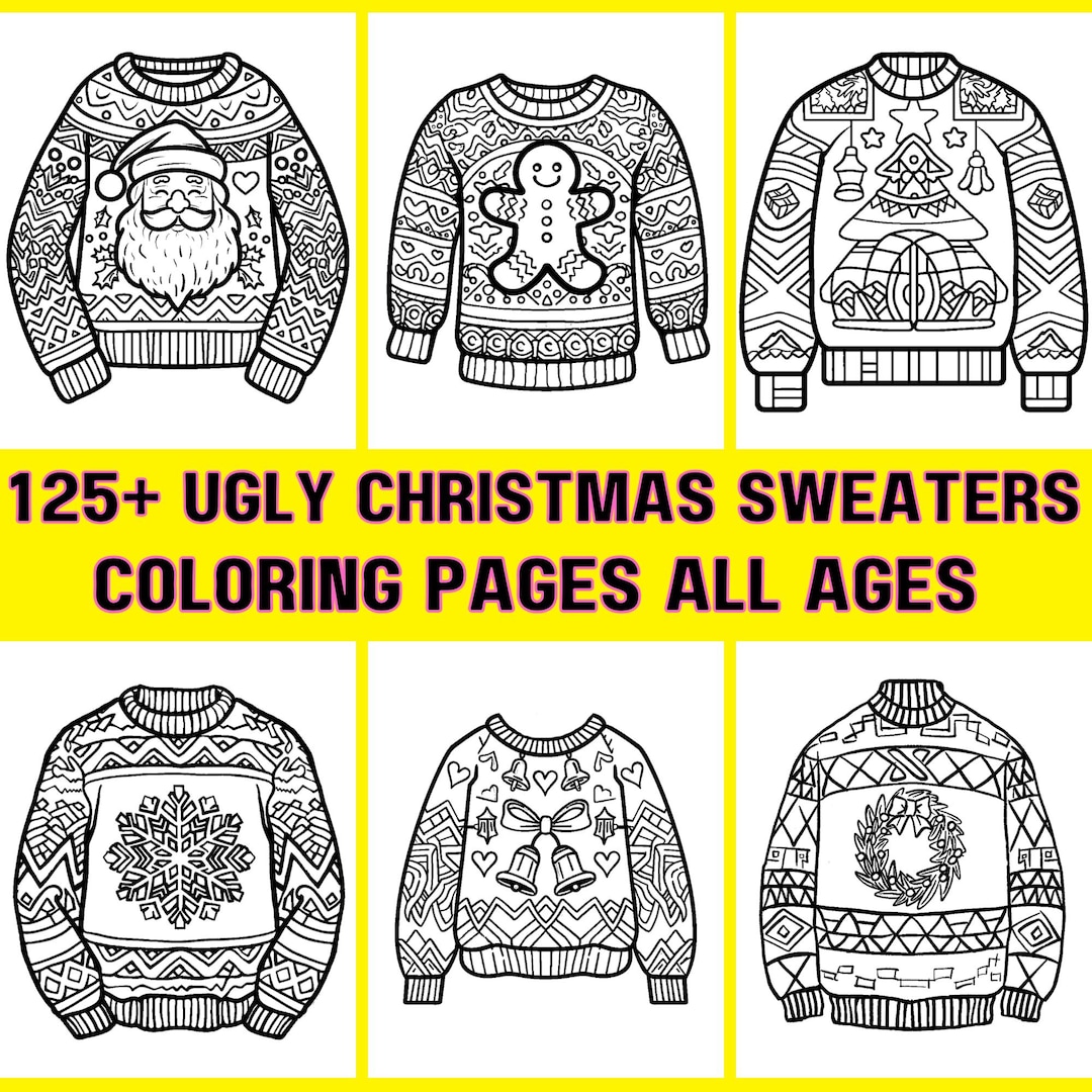 Ugly Christmas Sweater Coloring Pages - 125+ Hand Touched Pages - All ...