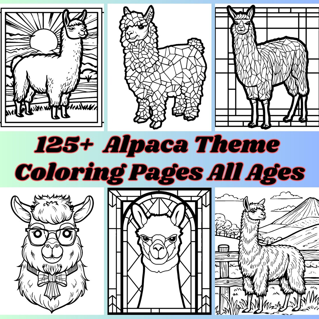 Alpacas Coloring Pages - 125+ Hand Touched Pages - All Ages - Instant ...