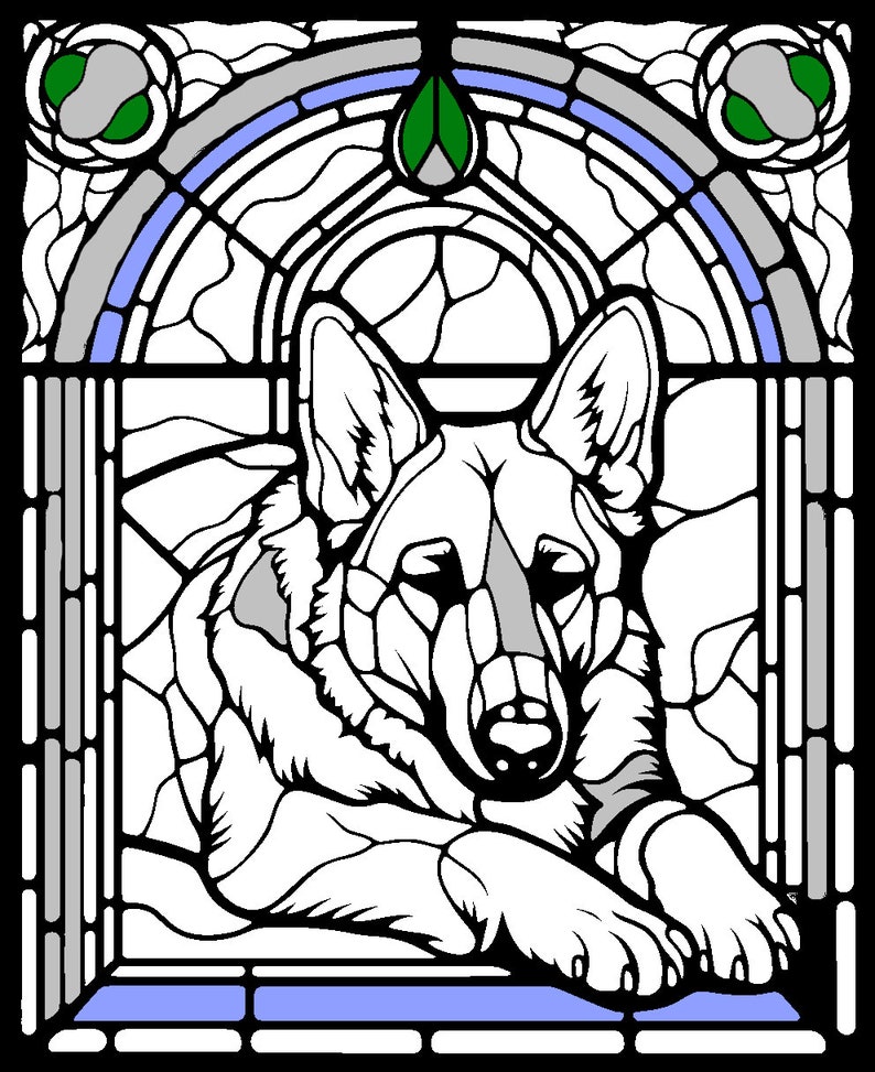 Dogs Stained Glass Window Coloring Page Bundle -150 PAGES- Bulldogs ...
