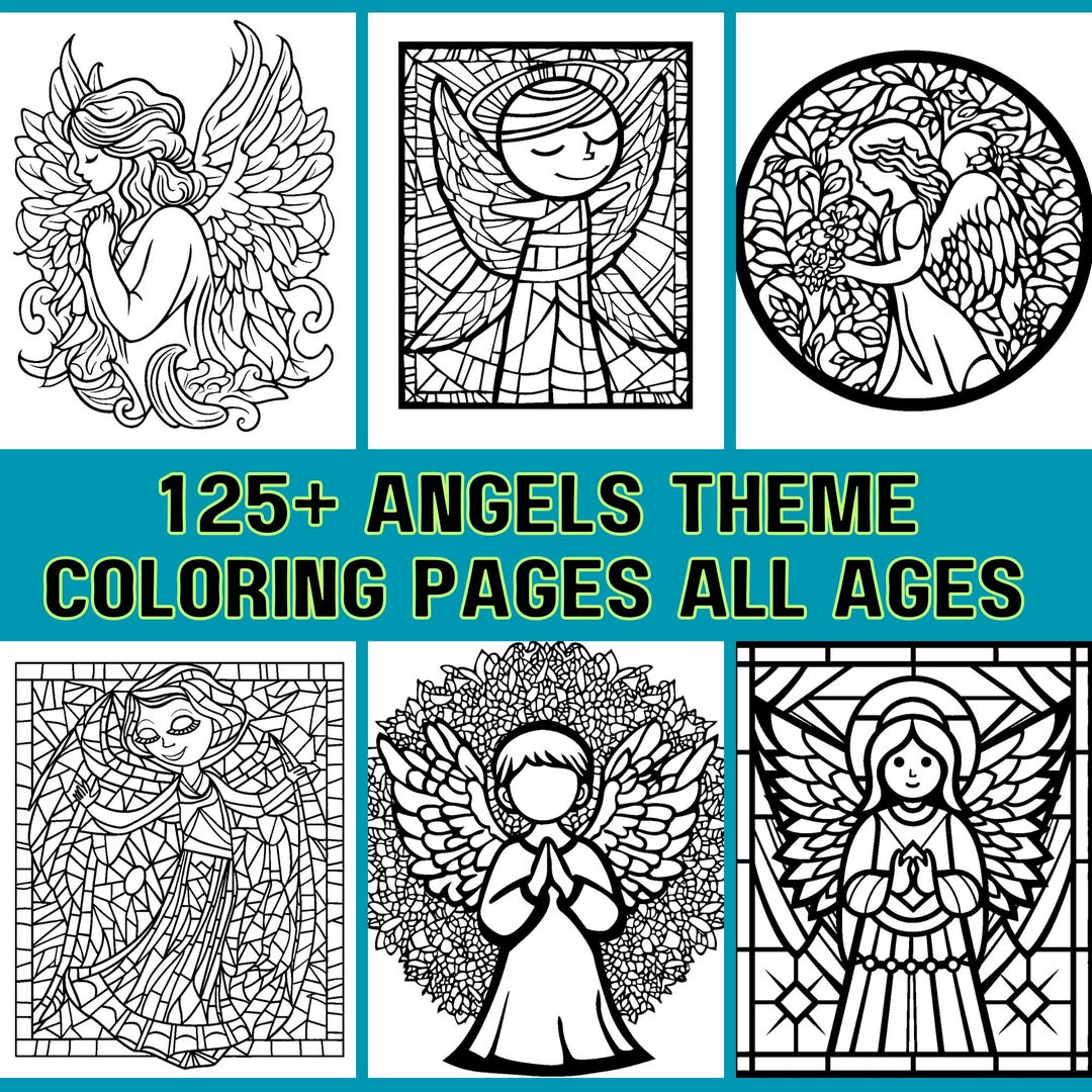 Angels Coloring Pages - 125+ Hand Touched Pages - All Ages - Instant ...