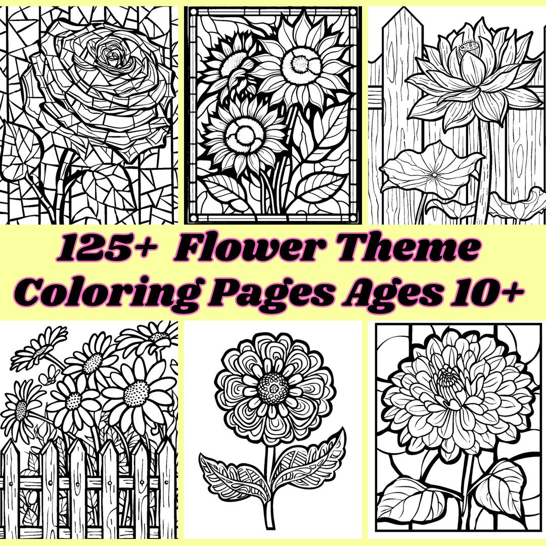 Flowers Coloring Pages - 125+ Hand Touched Pages - Ages 10+ - Instant ...