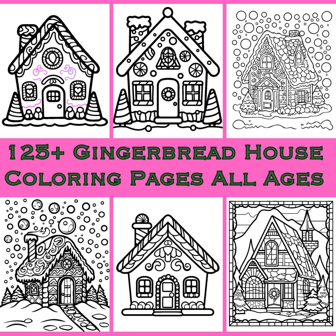 Gingerbread Houses Coloring Pages - 125+ Hand Touched Pages - All Ages ...