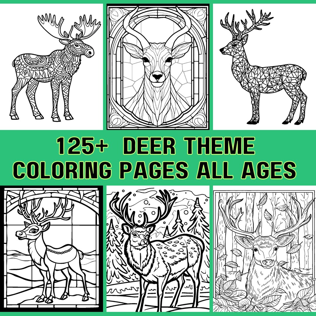 Deer Coloring Pages - 125+ Hand Touched Pages - All Ages - Instant ...