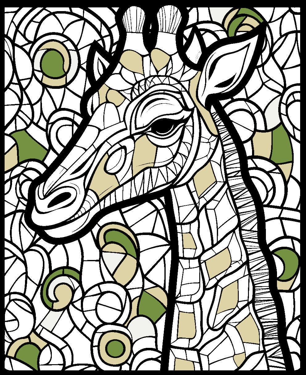 Wild Zoo Animals Coloring Page Bundle 150 PAGES Stained Glass ...