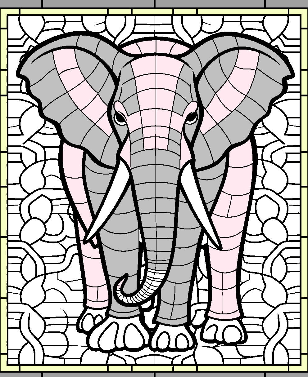 Wild Zoo Animals Coloring Page Bundle 150 PAGES Stained Glass ...