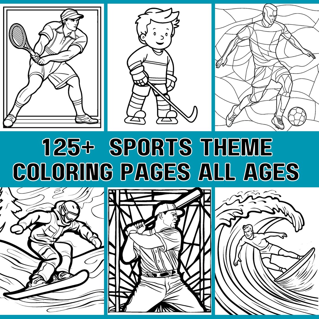 Sports Coloring Pages - 125+ Hand Touched Pages - All Ages - Instant ...