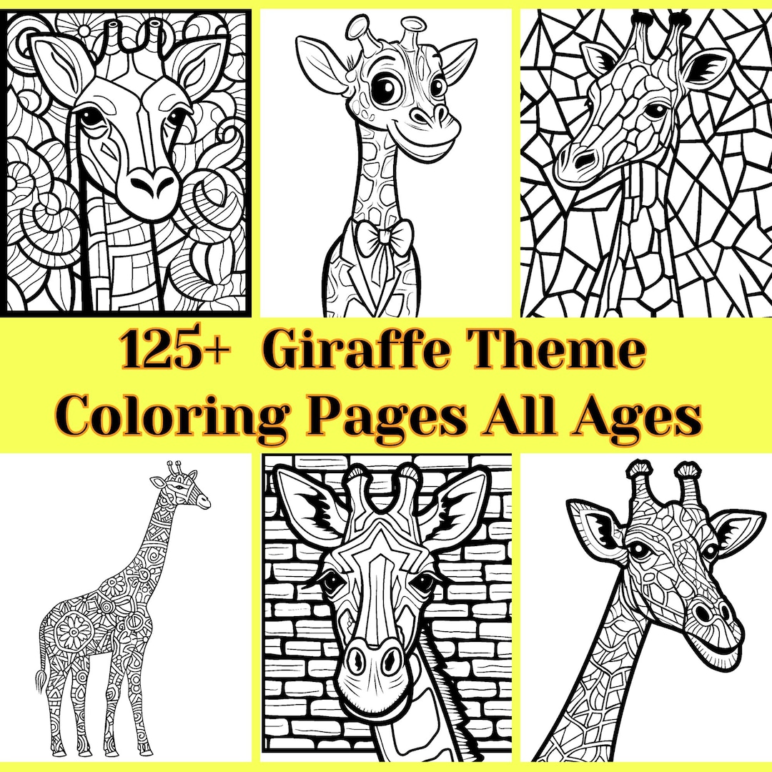 Giraffe Coloring Pages - 125+ Hand Touched Pages - All Ages - Instant ...