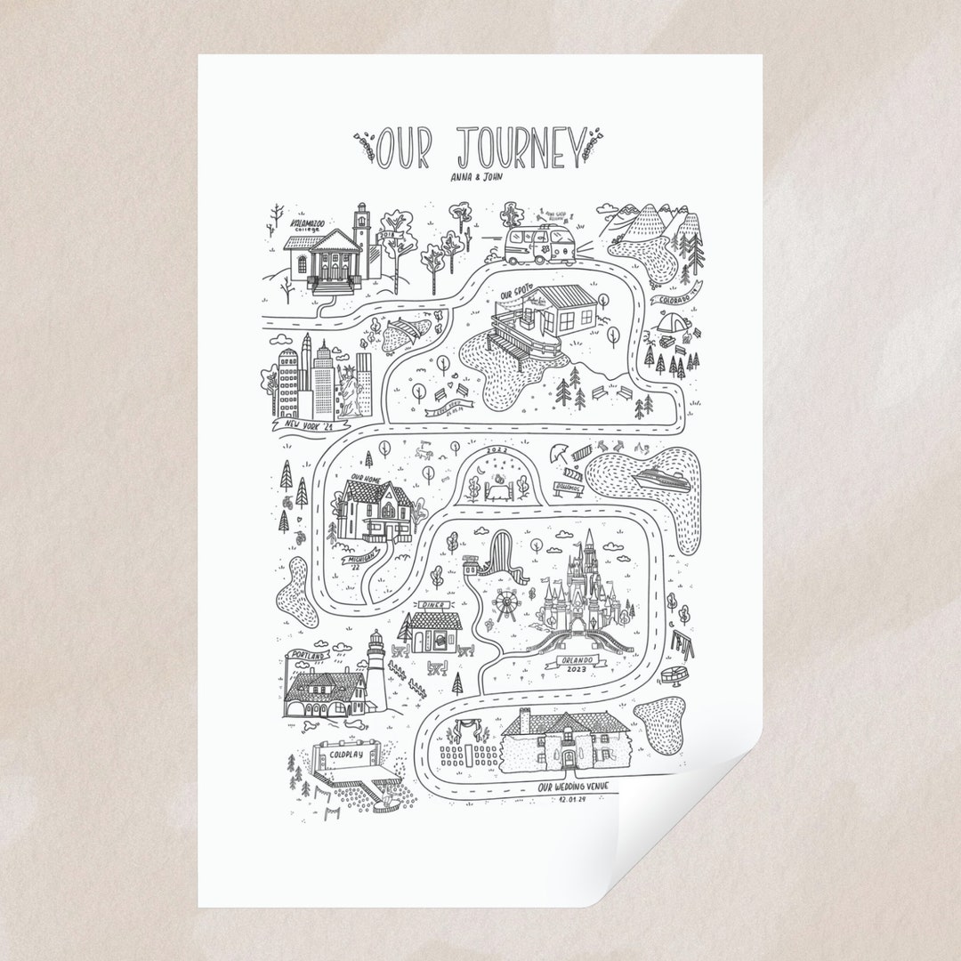Custom Relationship Map Illustrating Your Love Journey - Etsy