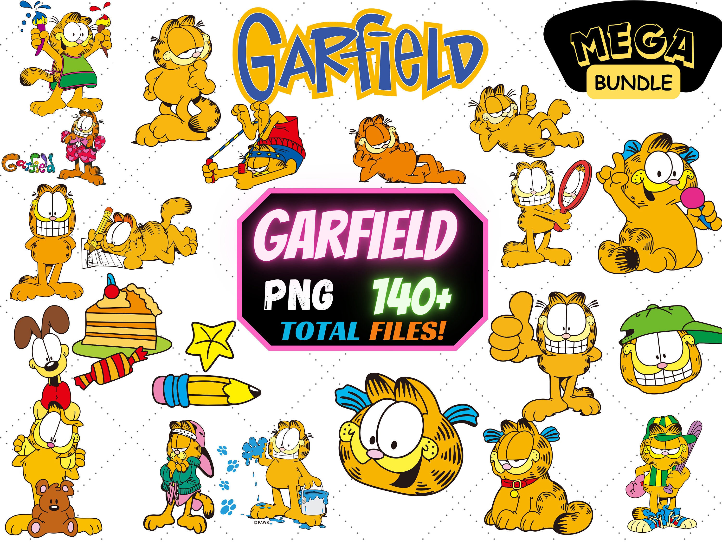 140 PNG Design Garfield Cut File Bundle Garfield and Friends Odie SVG ...