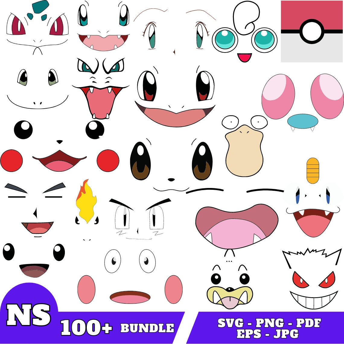Pikachu Face Svg, Video Game Clipart, Dxf Files, Faces Svg, Pikachu ...