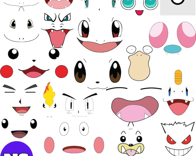 Pikachu Face Svg Bundle, Pokemon Face Svg, Shirt Design, Pikachu Eyes ...