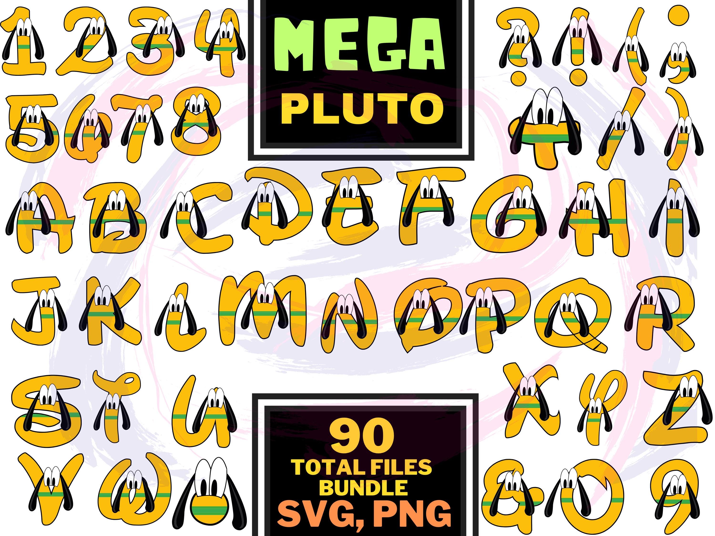 Pluto Alphabet SVG, Cartoon Font Bundle, Mouse Font SVG, Digital Font Pack, Cricut Silhouette ...