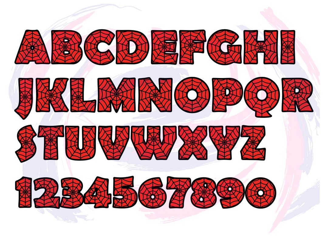 Spiderman Fonts Svg Bundle, Superhero, Alphabet, Letters, Numbers ...