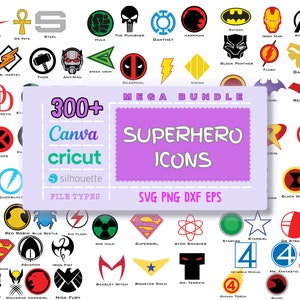 Superhero Icons Svg Bundle, Layered, Svg - Png - Dxf - Eps, Avengers - Etsy