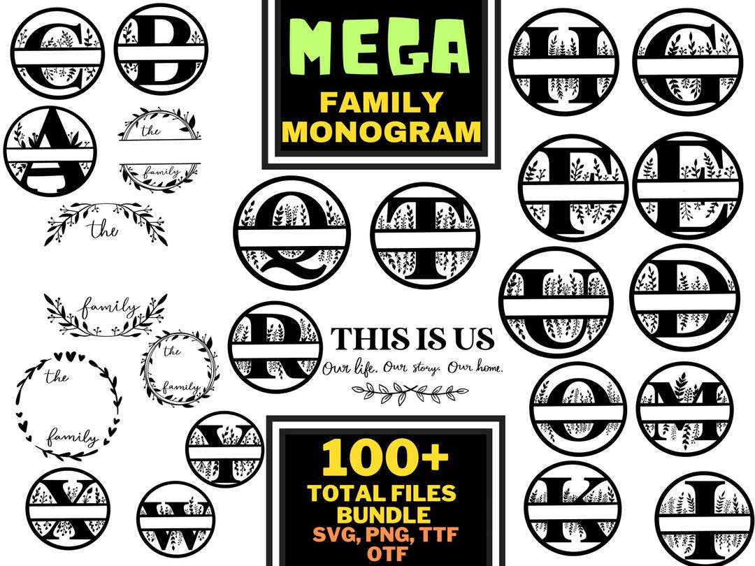 Family Monogram Svg Bundle, Family Name Monogram SVG Bundle, Monogram ...