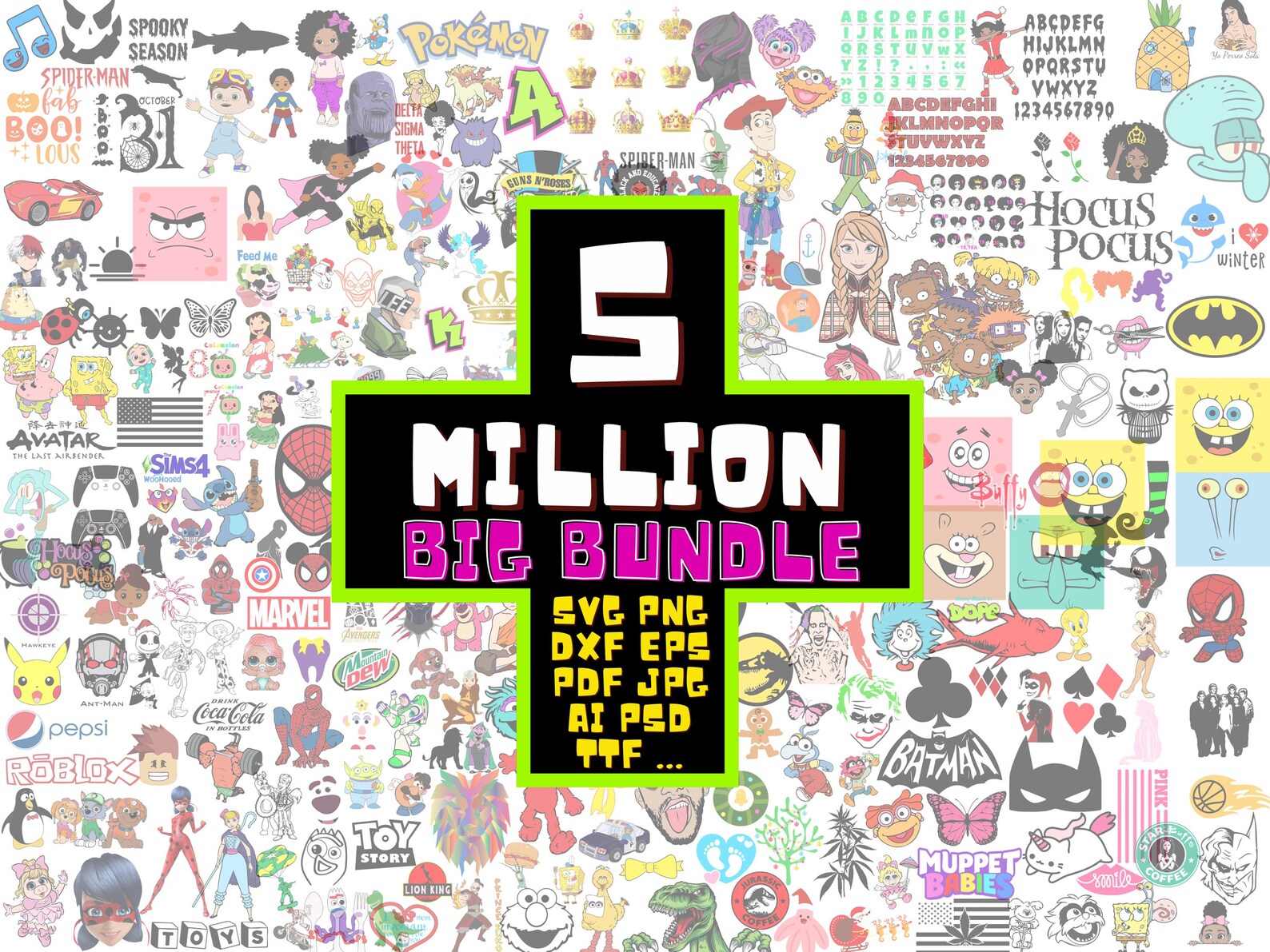5 Million Design Svg Bundle, Cartoon, Halloween, Horror, Superhero, T ...